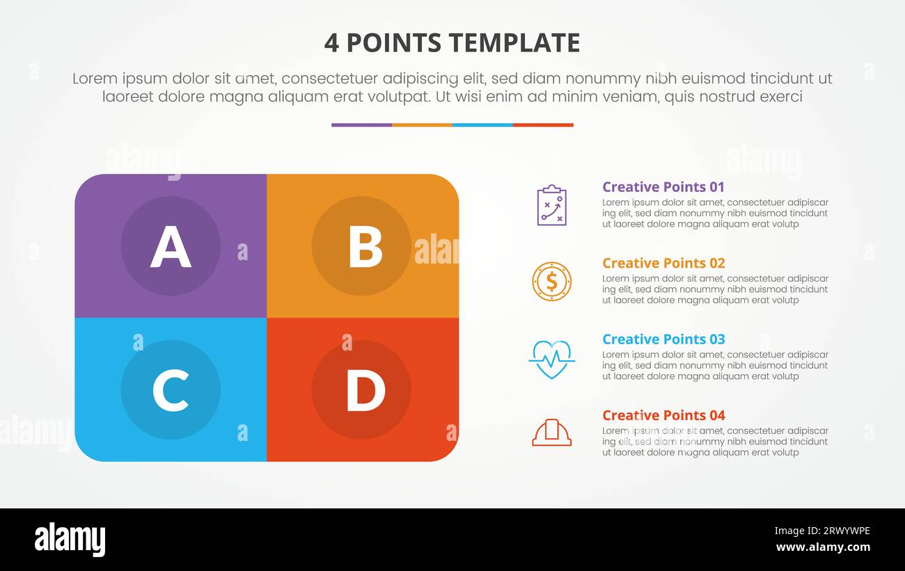 4 points stage template infographic concept for slide presentation with ...