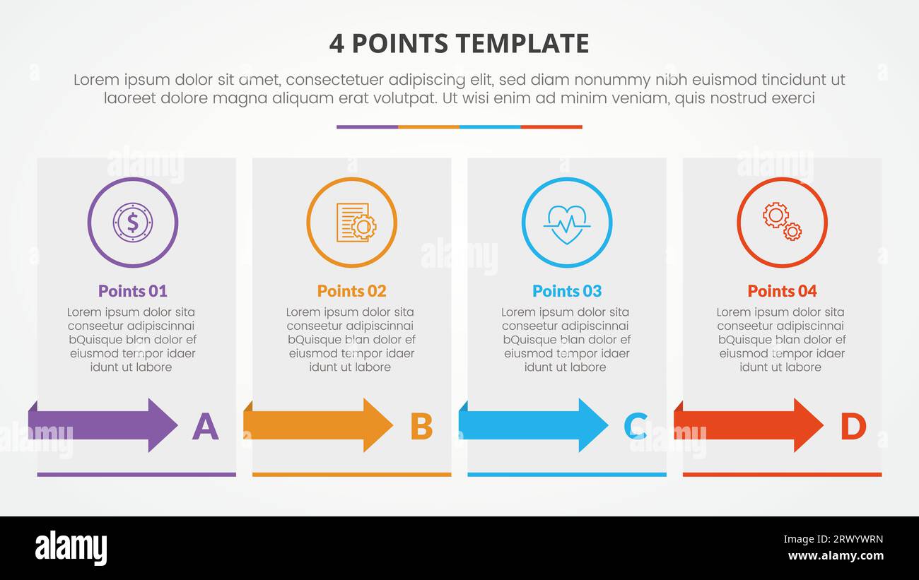 4 points stage template infographic concept for slide presentation with ...