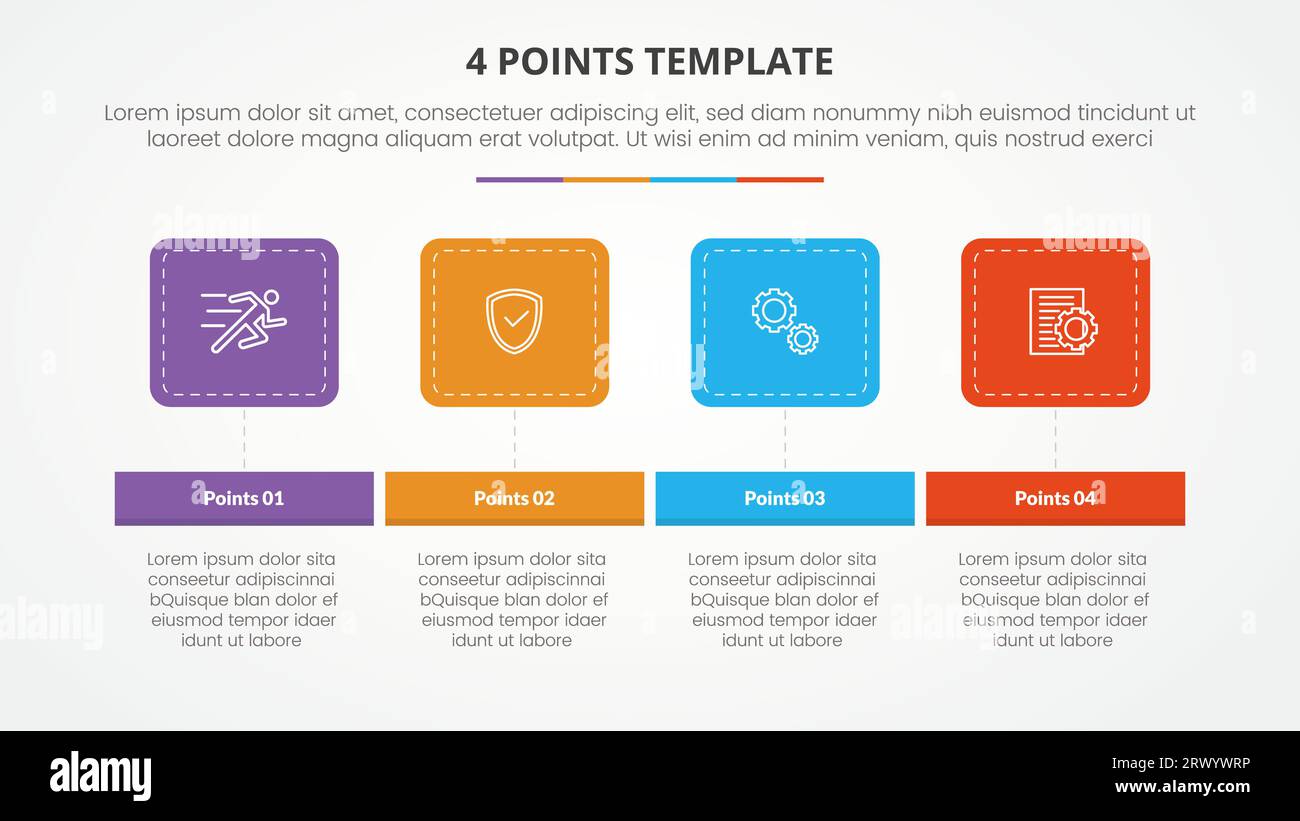 4 points stage template infographic concept for slide presentation with ...