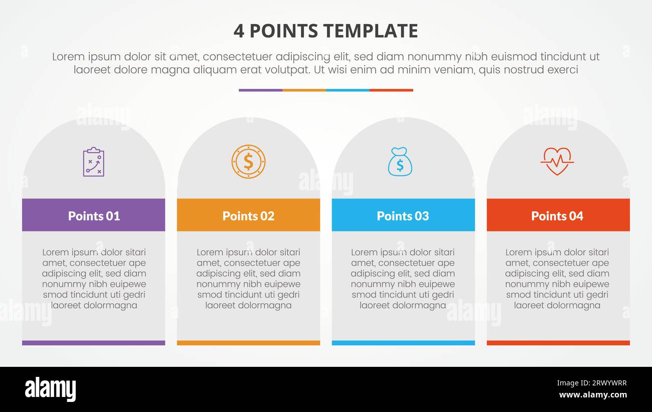 4 points stage template infographic concept for slide presentation with ...