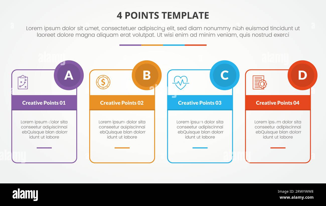 4 points stage template infographic concept for slide presentation with ...