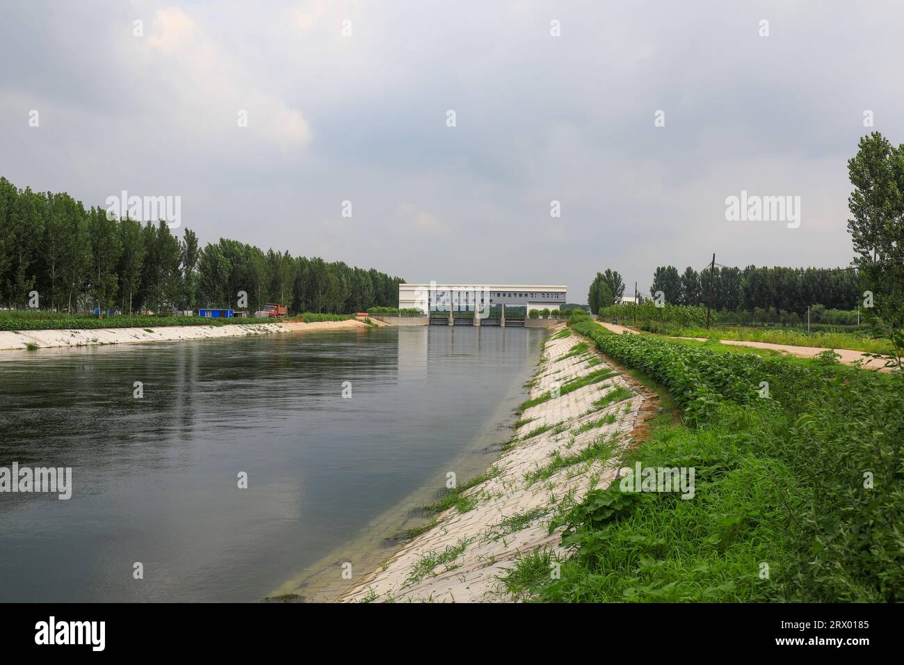The canal control gate is located in the North China Plain Stock Photo ...