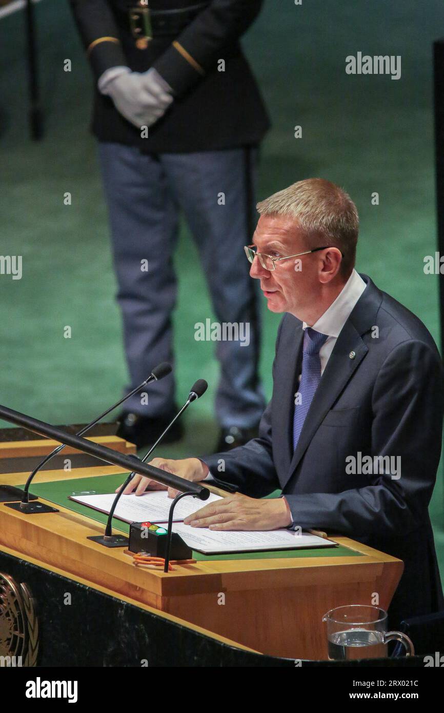 New York, New York, USA. 20th Sep, 2023. EDGARS RINKEVICS, President of ...