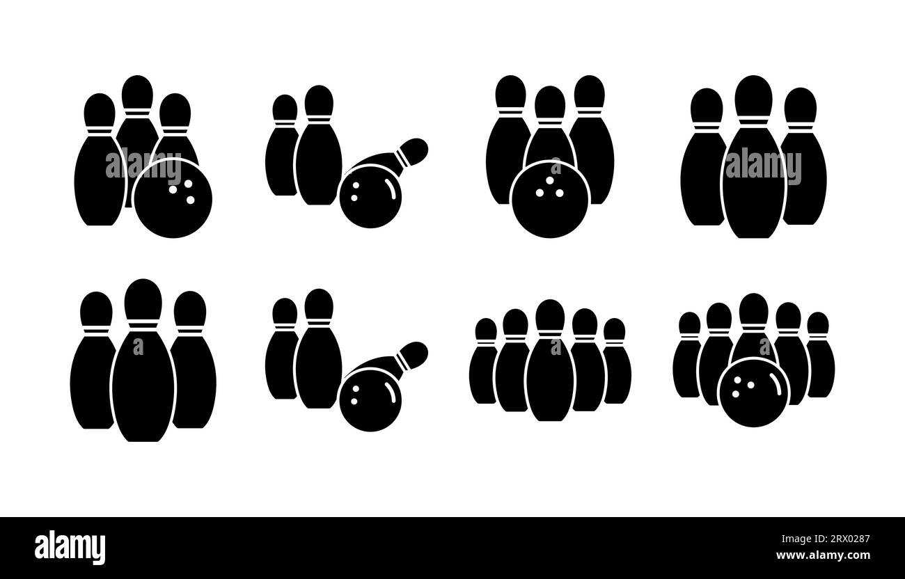 Bowling icon vector. Bowling ball and pin icon. Bowling pins with ball ...