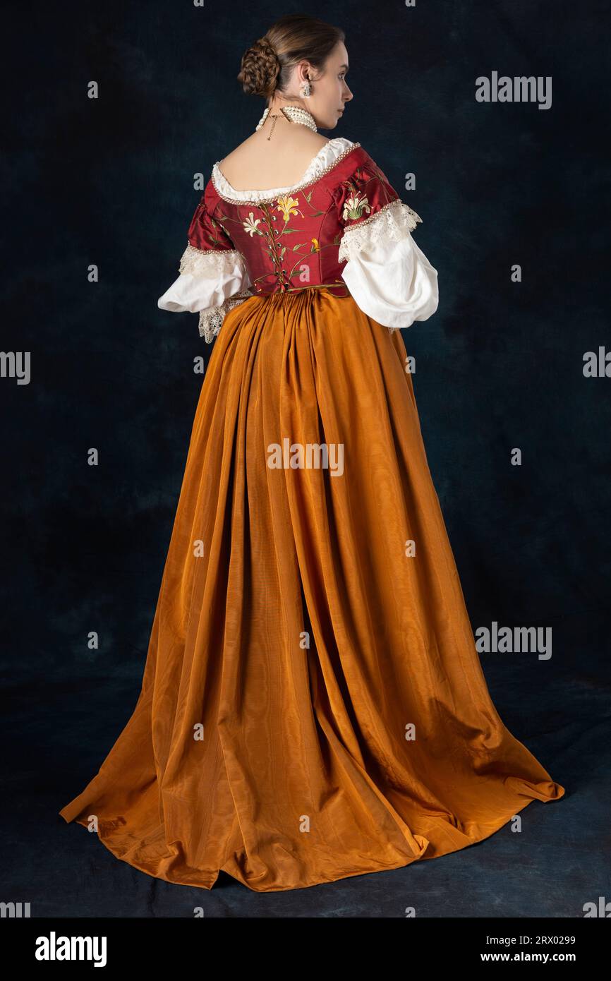 Woman wearing a historical costume from the Renaissance, Restoration ...