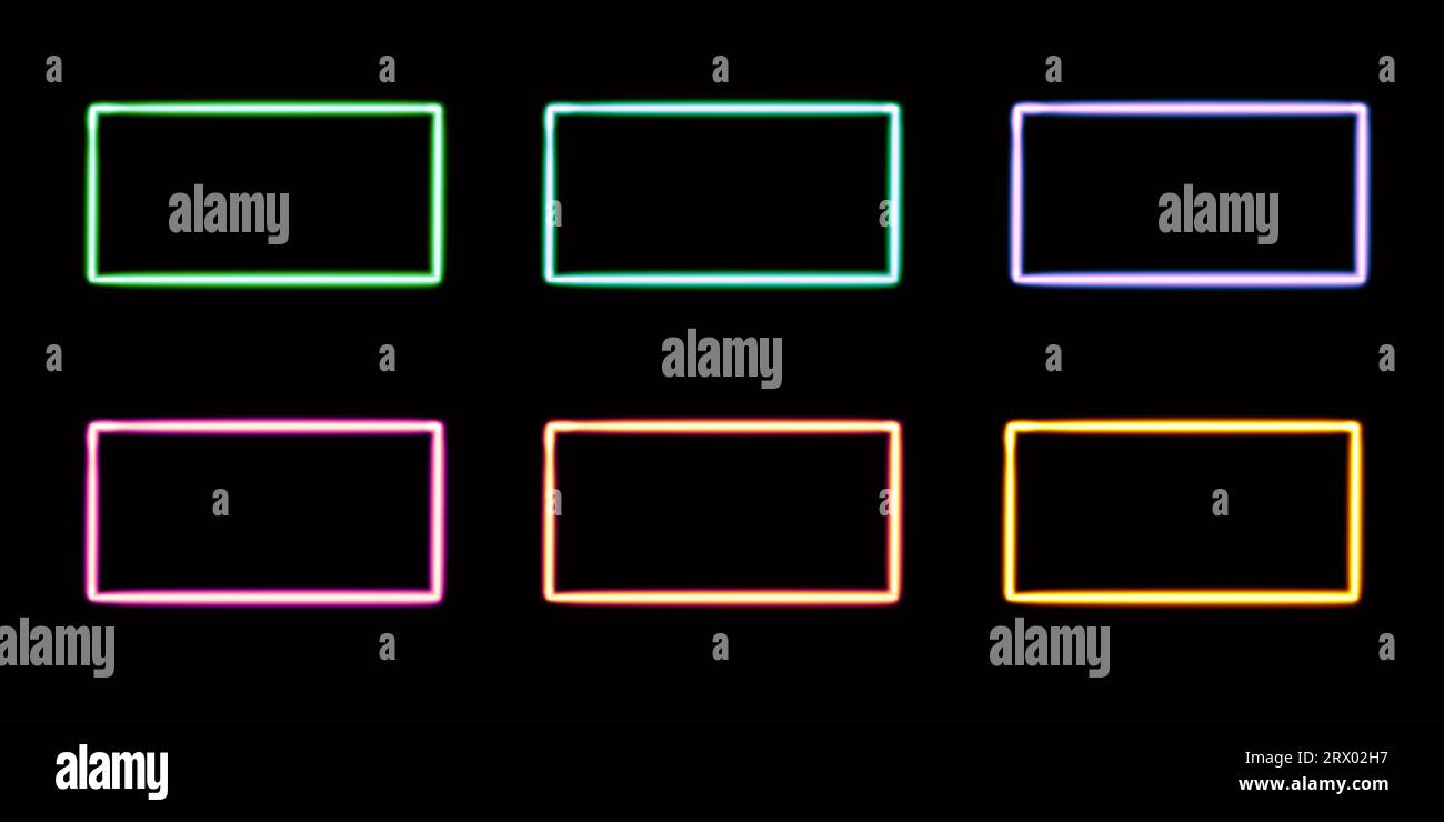 Neon rectangle frame border hi-res stock photography and images - Alamy