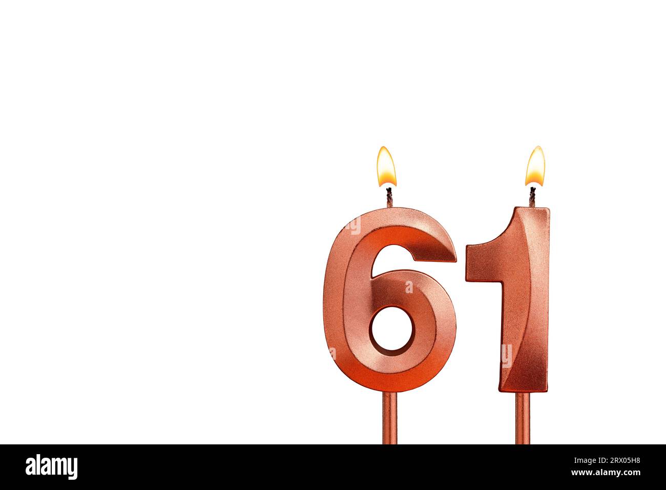 Birthday candle number 61 on white background Stock Photo - Alamy