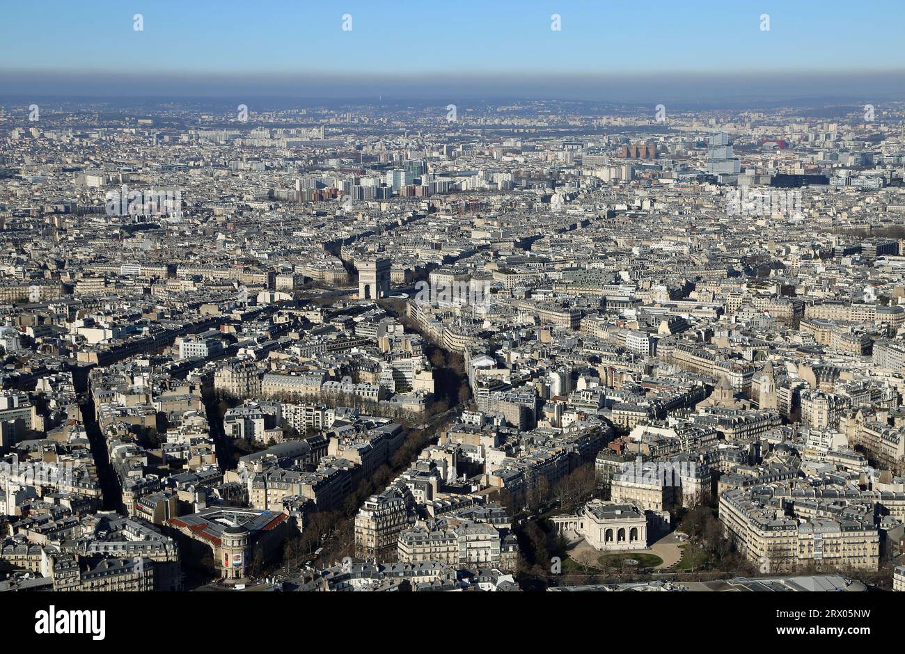 View at Arc de Triomphe, view from Eiffel Tower, Paris Stock Photo - Alamy