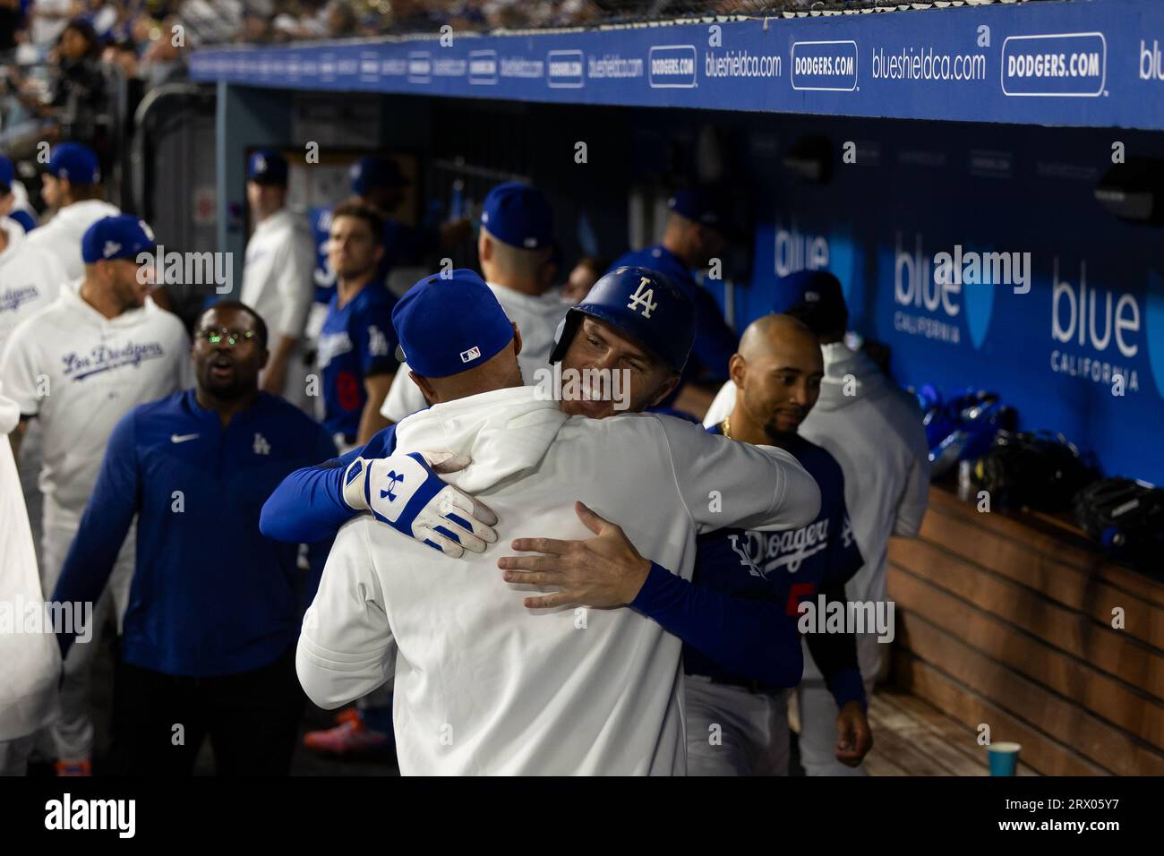 Los Angeles Dodgers first baseman Freddie Freeman (5) celebrates in the ...