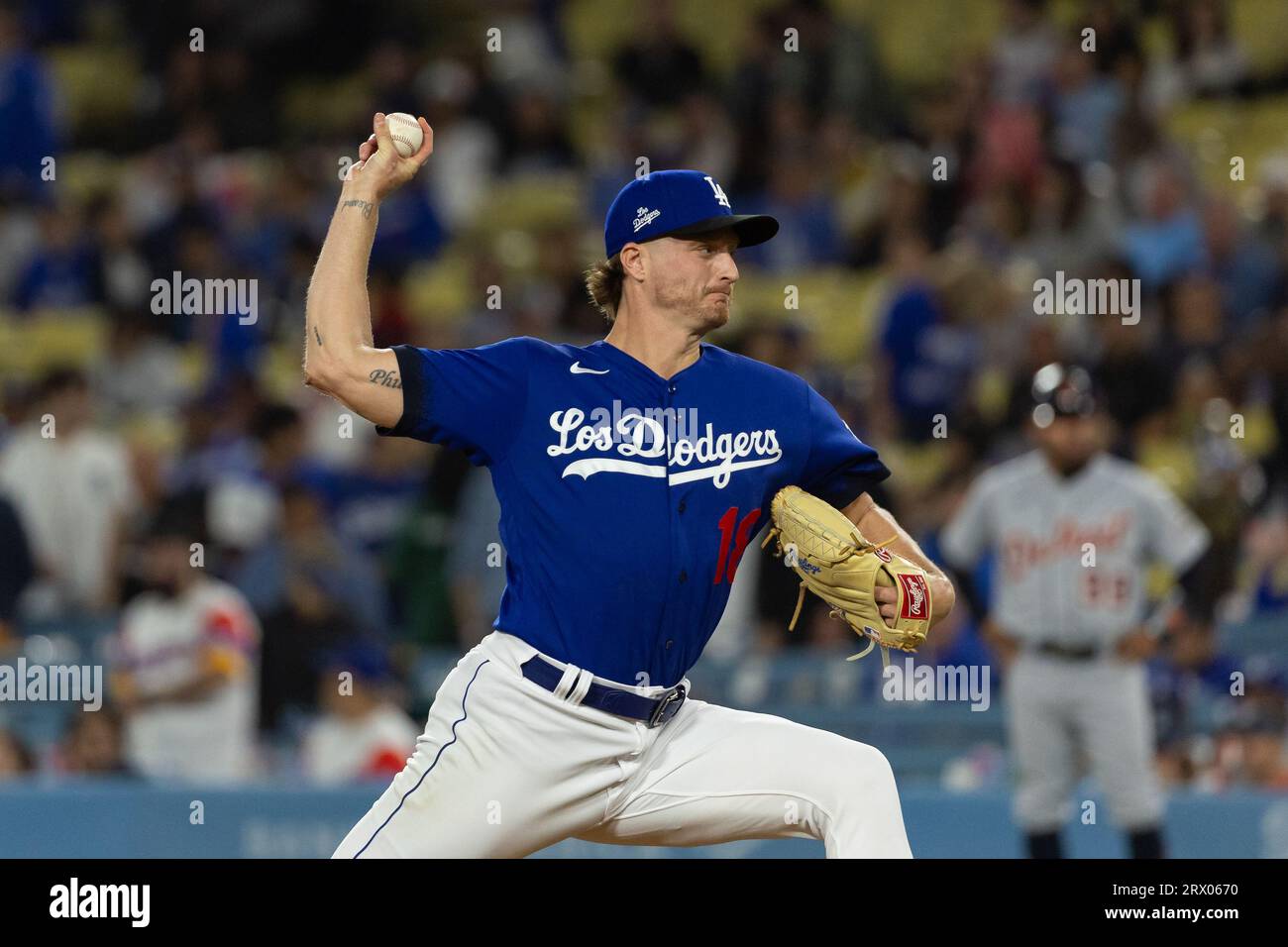 Los Angeles Dodgers relief pitcher Shelby Miller (18) throws in the ...