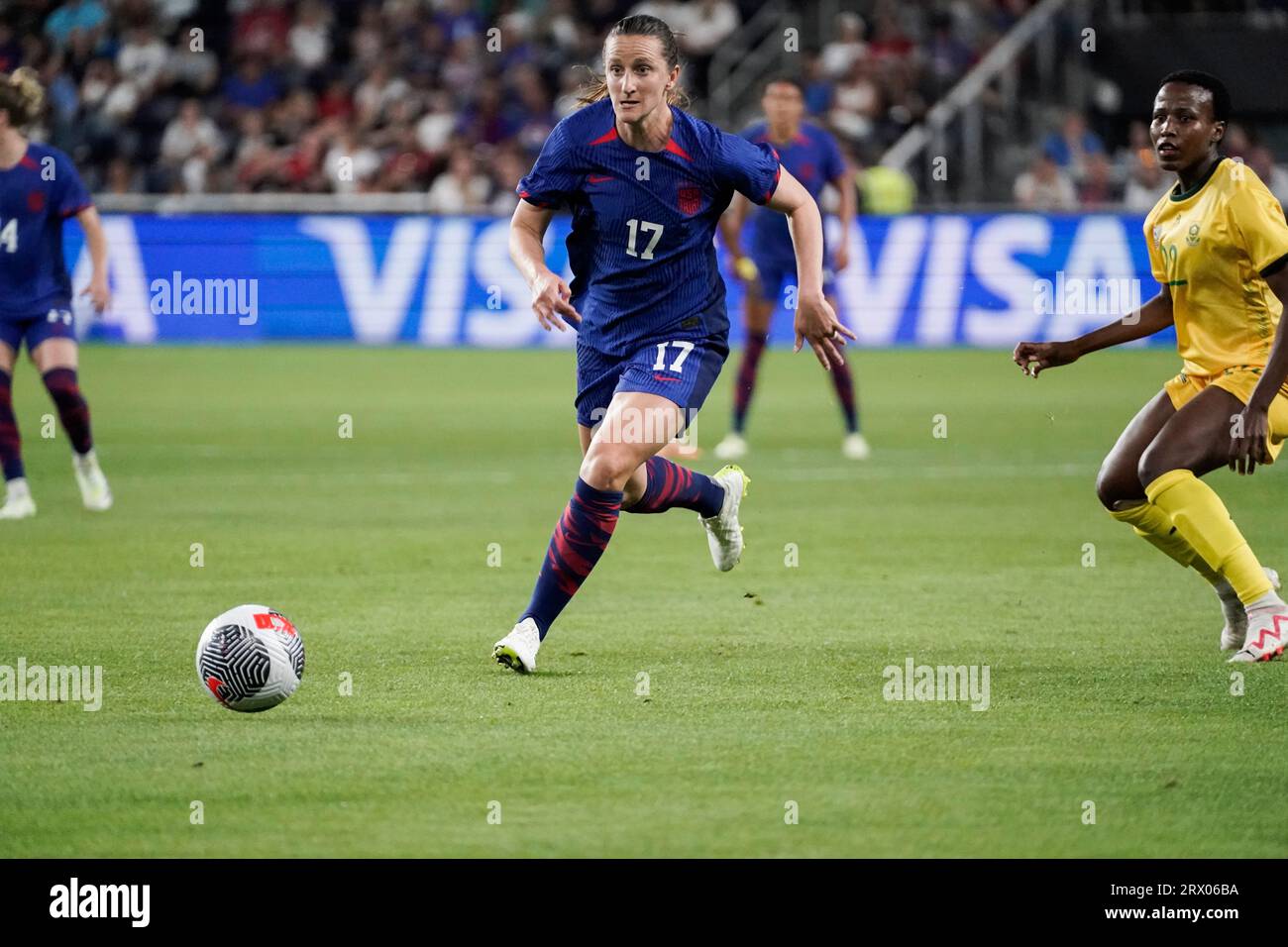 United States' Andi Sullivan moves to the ball during the second half ...
