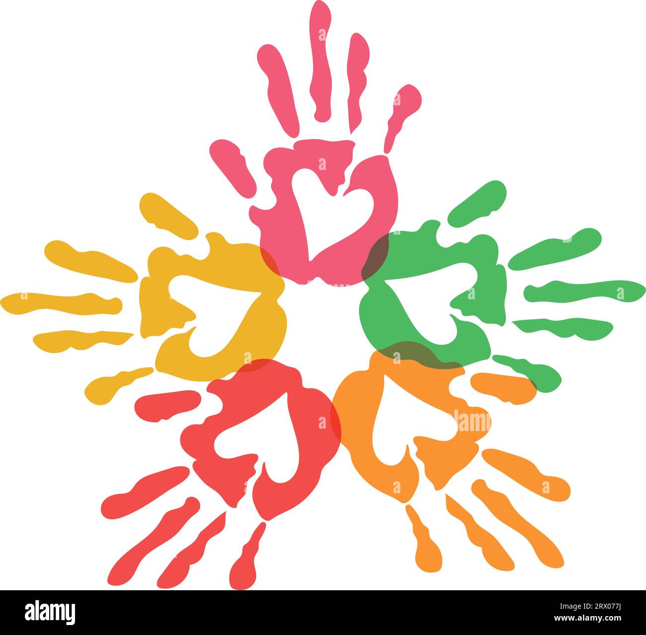 handprints paint color together Stock Vector Image & Art - Alamy