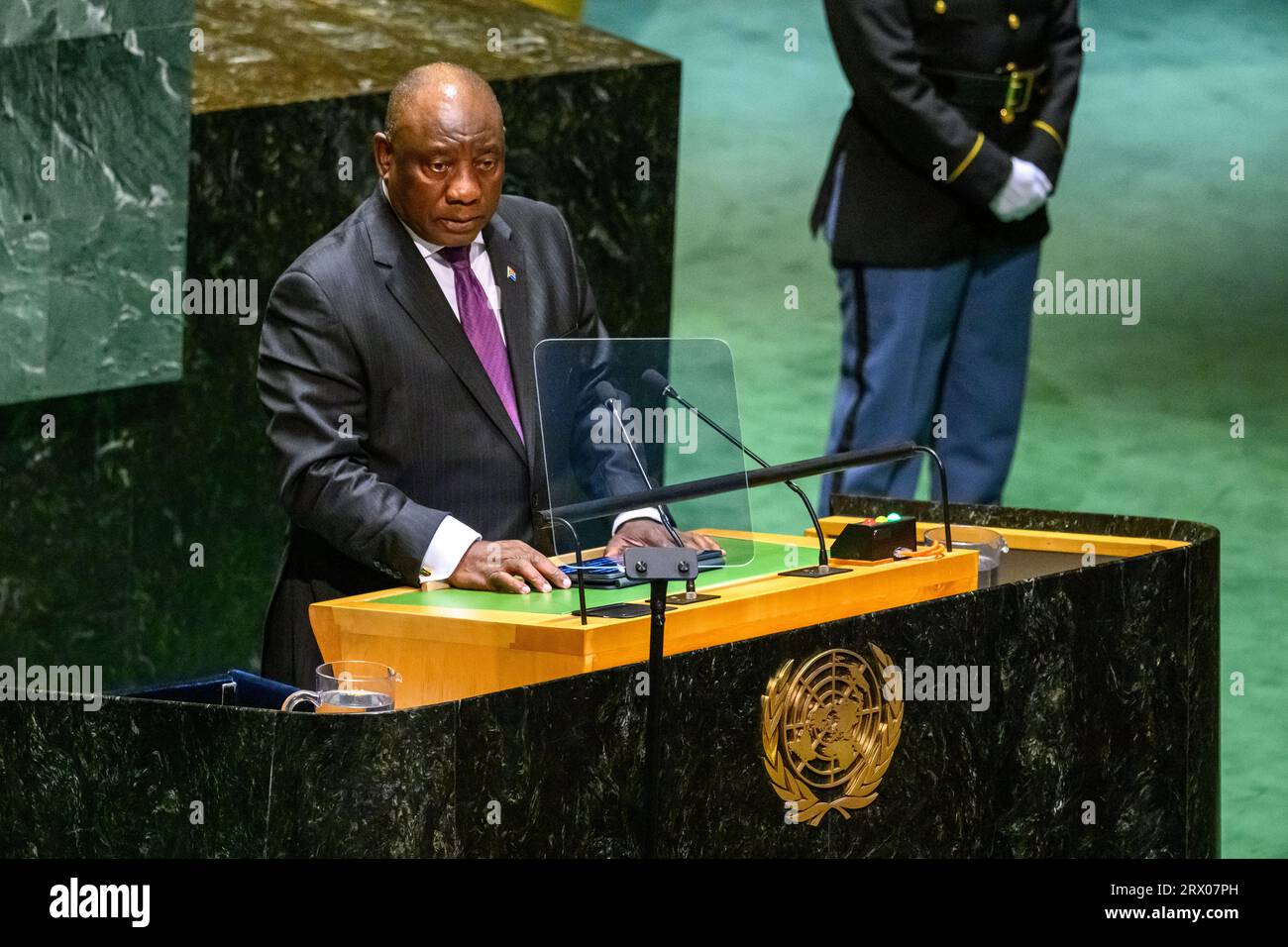 New York, USA, 19th September 2023. South African President addresses ...