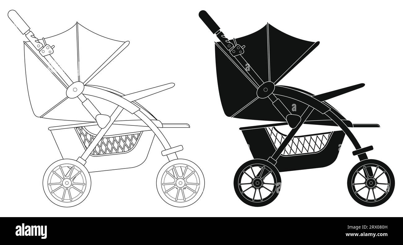 Layered editable vector illustration outline of baby carriage Stock ...