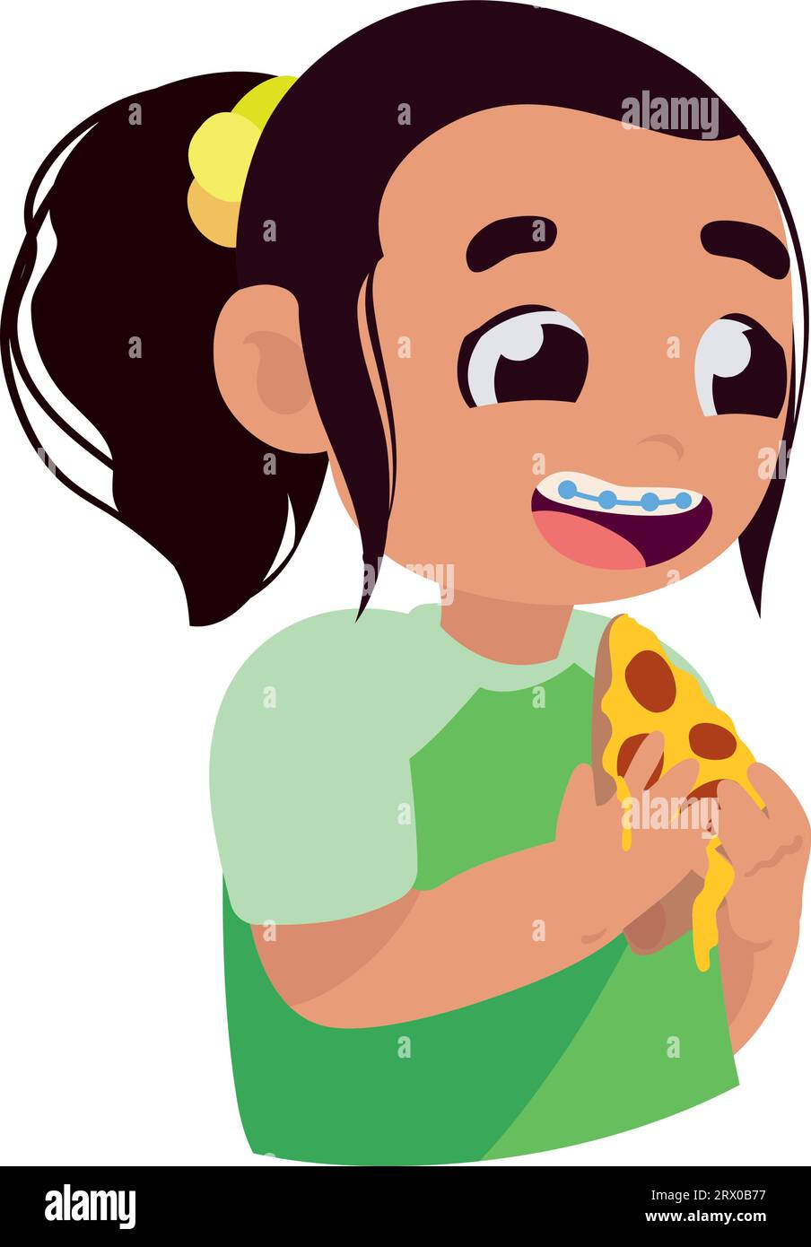 kid eating pizza Stock Vector Image & Art - Alamy