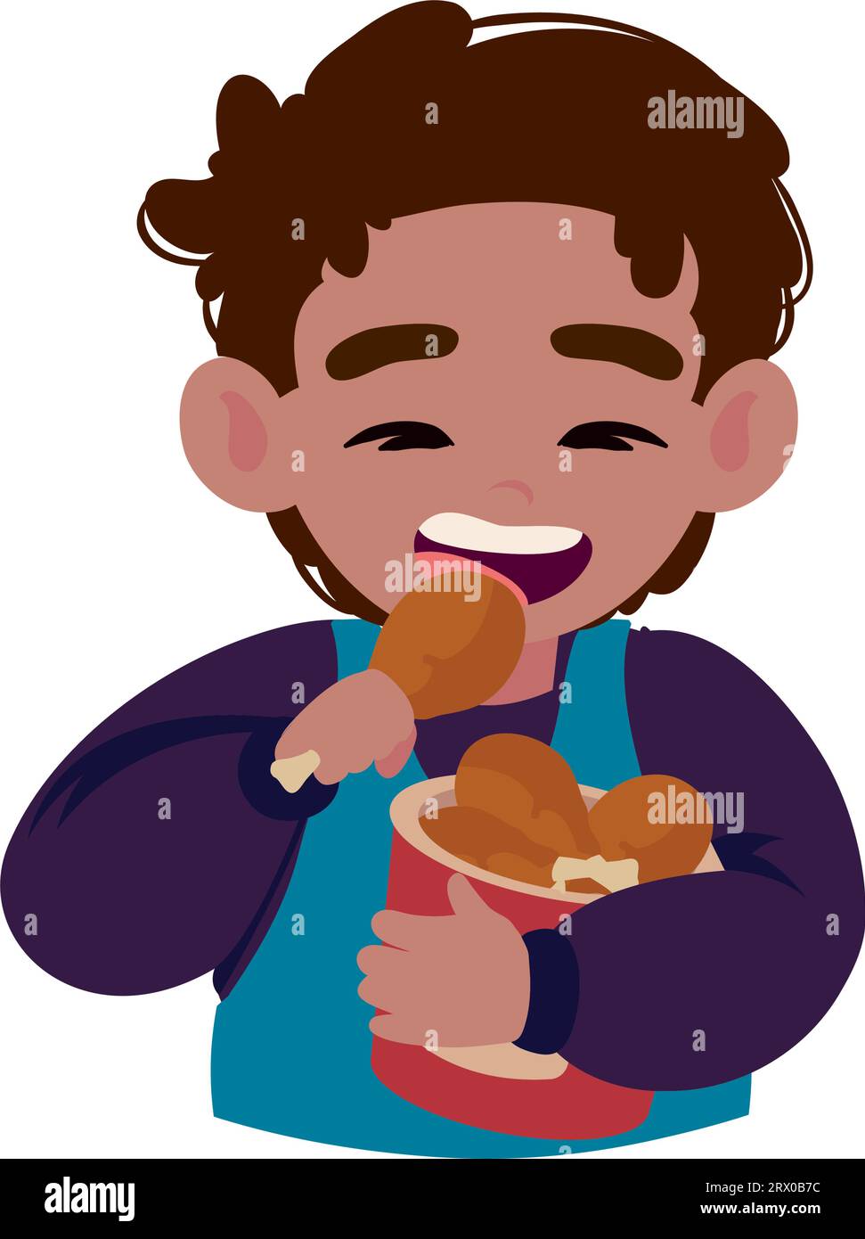 kid eating chicken Stock Vector Image & Art - Alamy