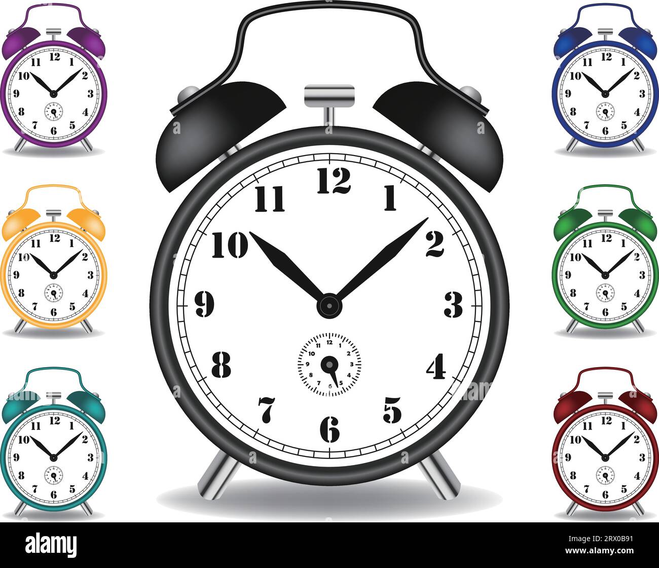 Layered vector illustration of Alarm Clock with different color Stock ...