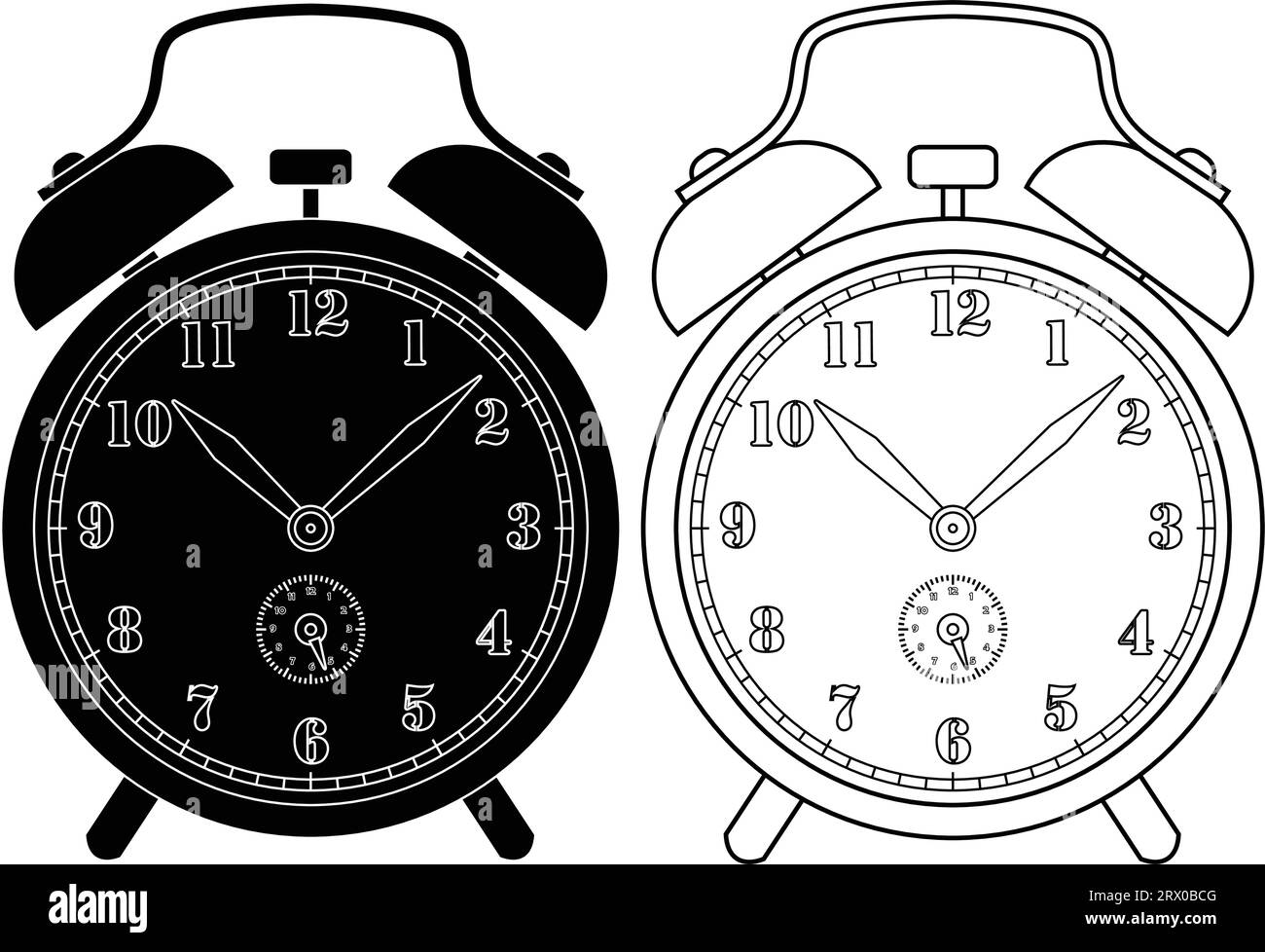 Layered editable vector illustration outline of alarm clock Stock ...
