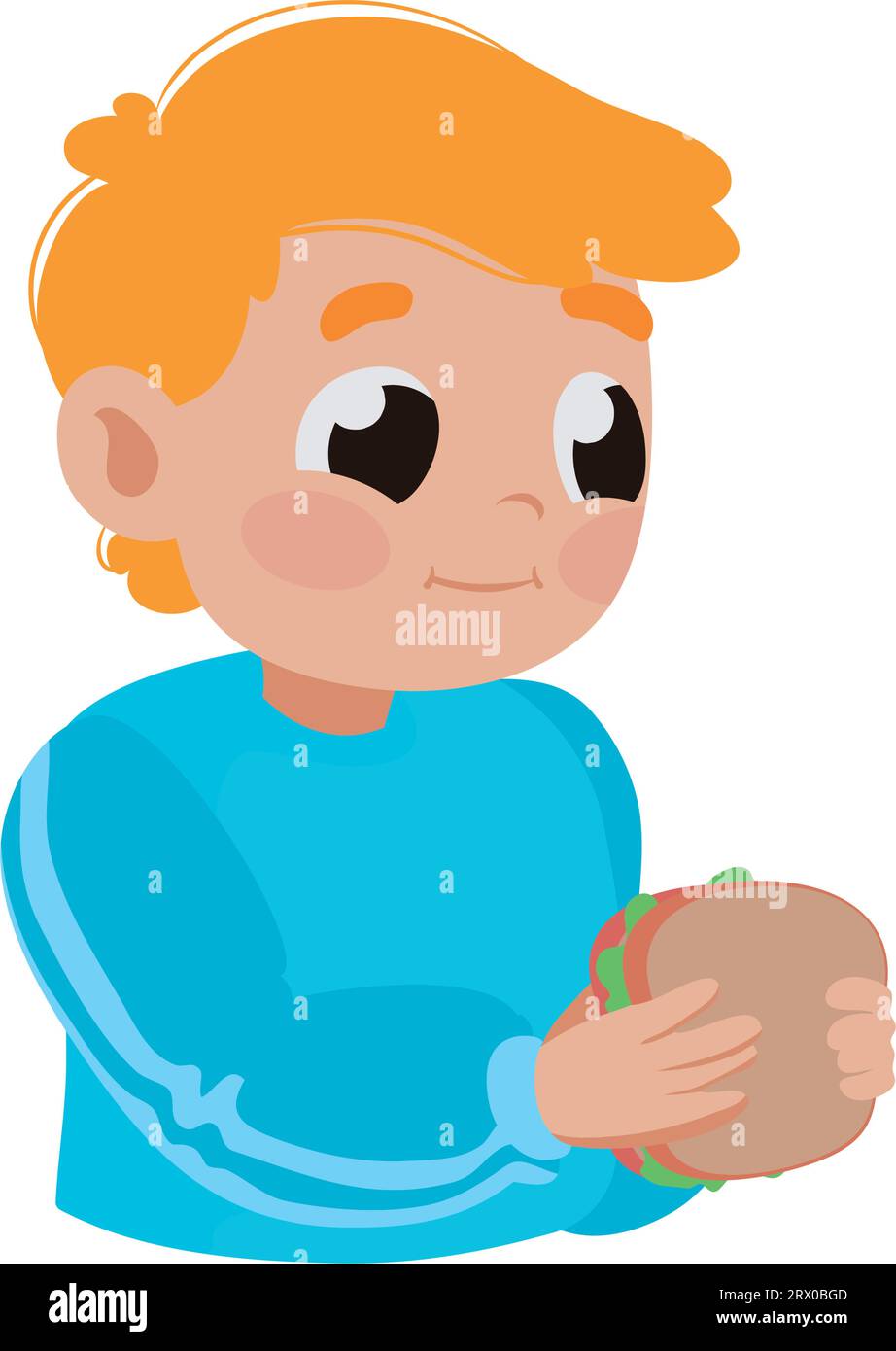 Little girl eating hamburger Stock Vector Images - Alamy