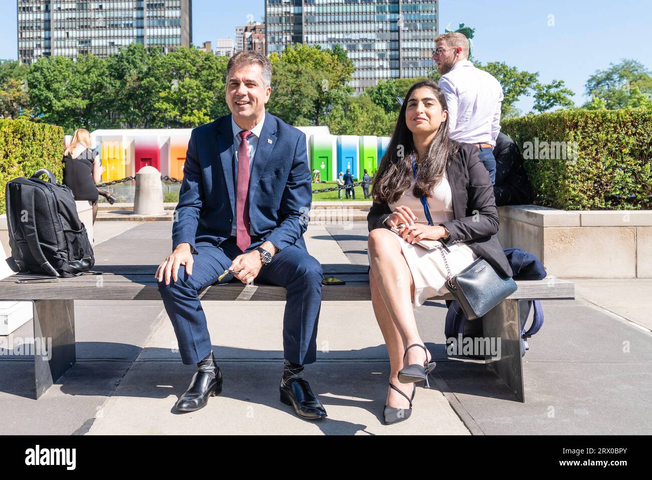 Foreign Minister of Israel Eli Cohen seen on the ground of United ...