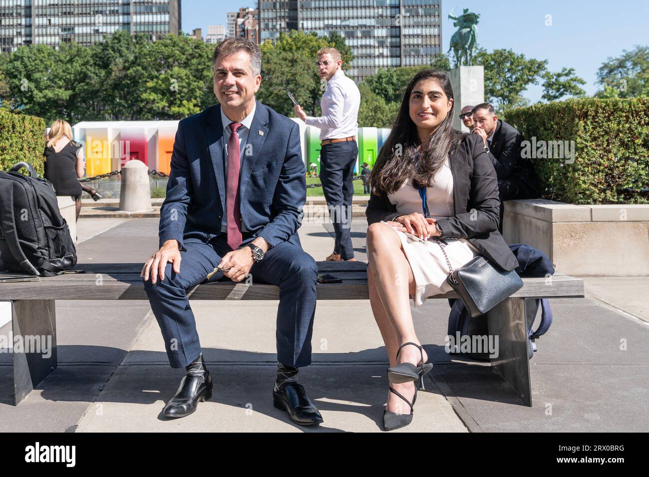 Foreign Minister of Israel Eli Cohen seen on the ground of United ...