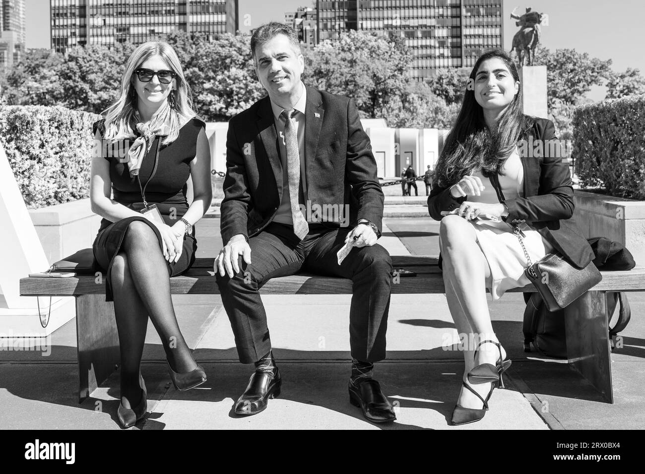 Foreign Minister of Israel Eli Cohen seen on the ground of United ...