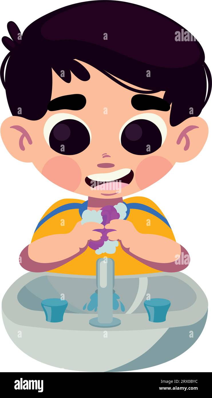kid washing hands cartoon Stock Vector Image & Art - Alamy