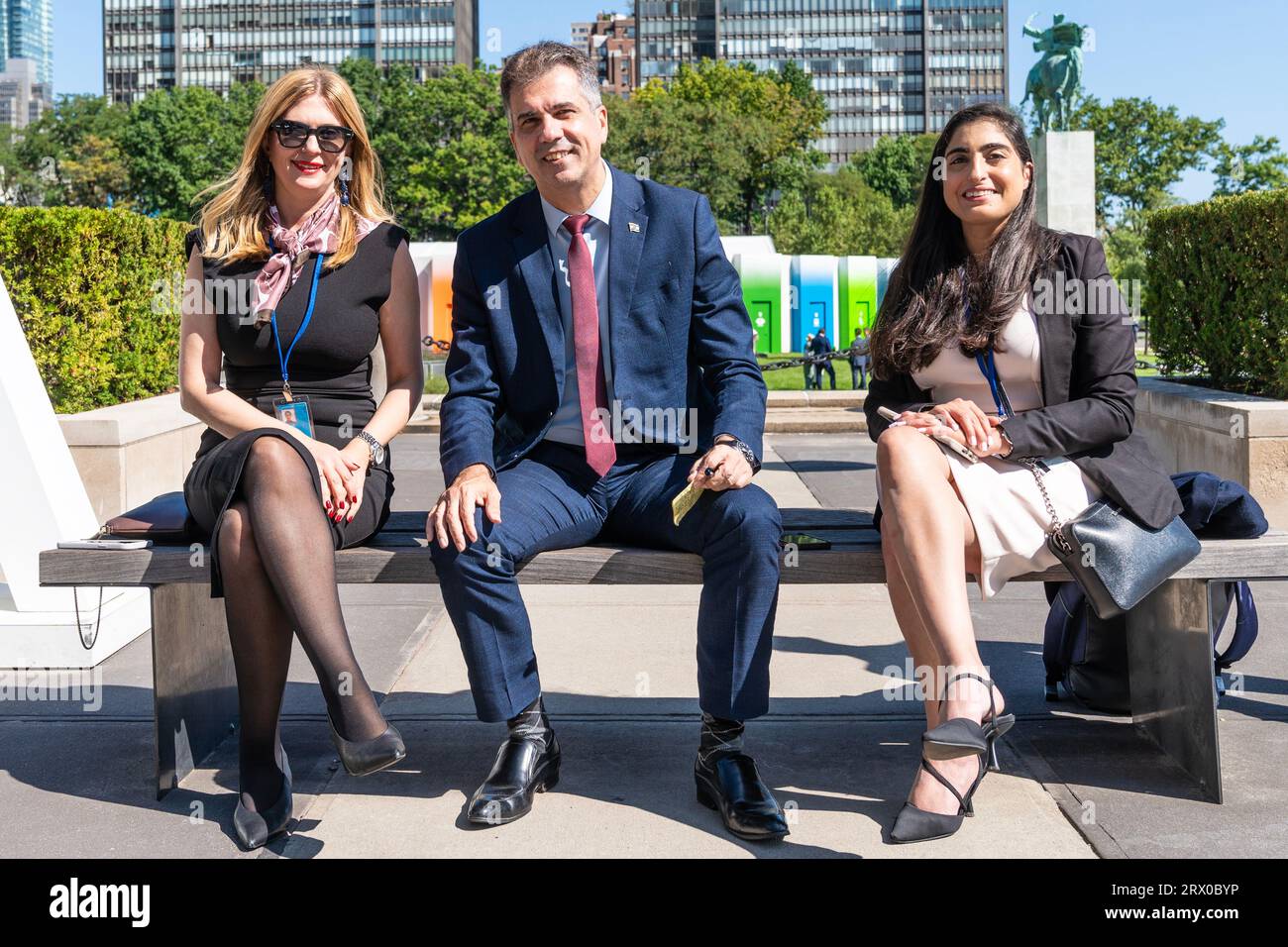 Foreign Minister of Israel Eli Cohen seen on the ground of United ...