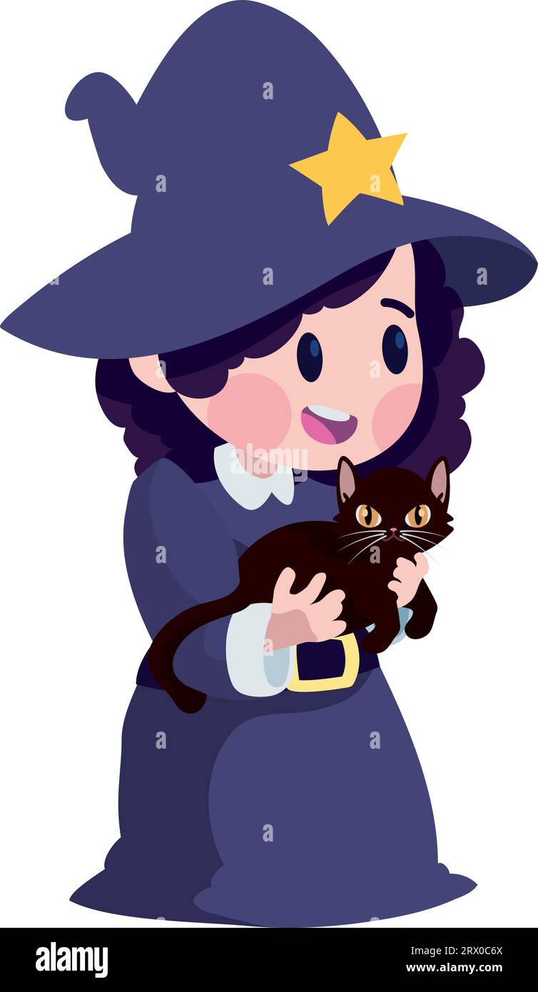 halloween witch and black cat Stock Vector Image & Art - Alamy