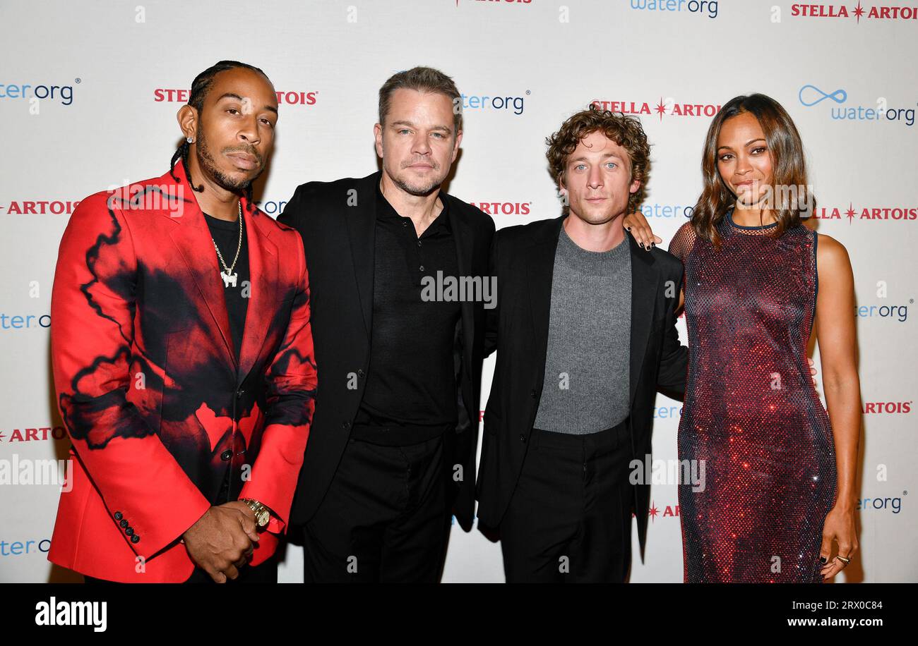 Ludacris, left, Matt Damon, Jeremy Allen White, and Zoe Saldana attend ...