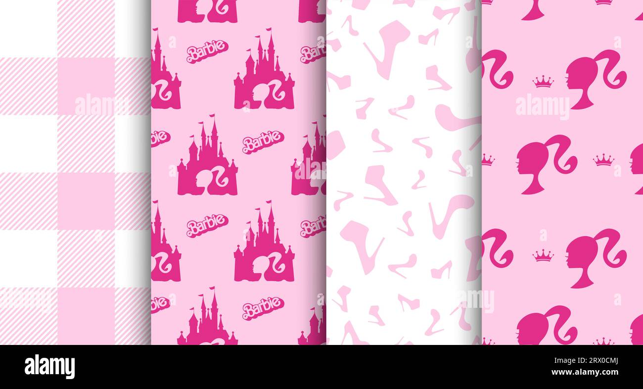Barbie pattern collection. Editorial vector illustration in Barbie core ...