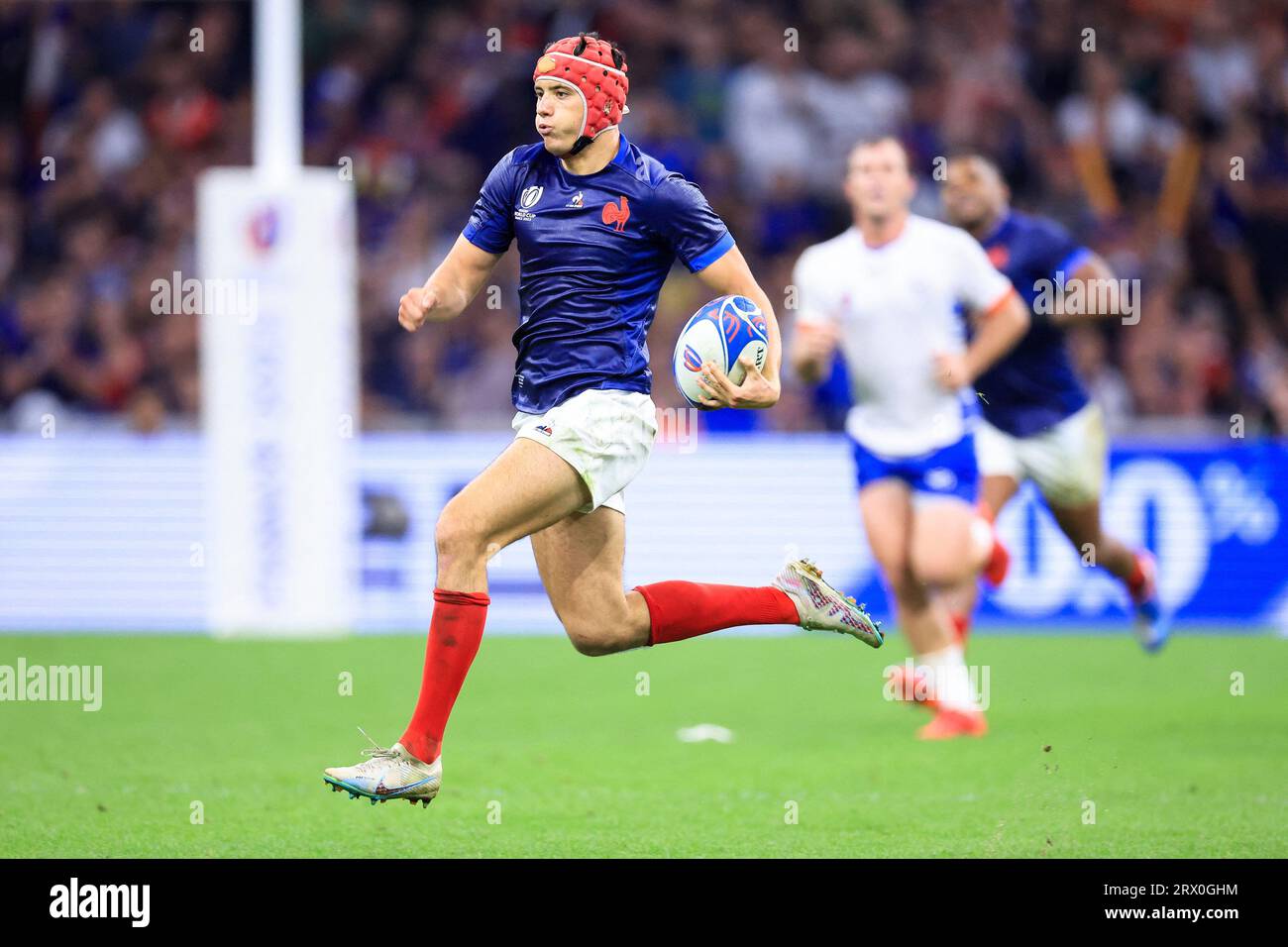 Louis Bielle-Biarrey #11 of France during the Rugby World Cup match ...