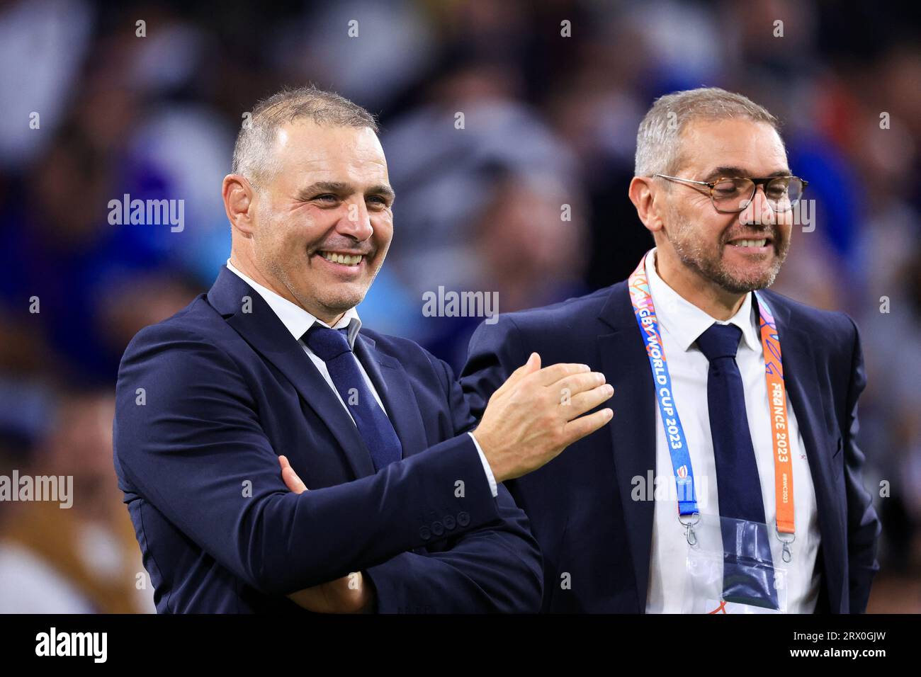 Raphael IBANEZ and Jerome GARCES during the Rugby World Cup match ...