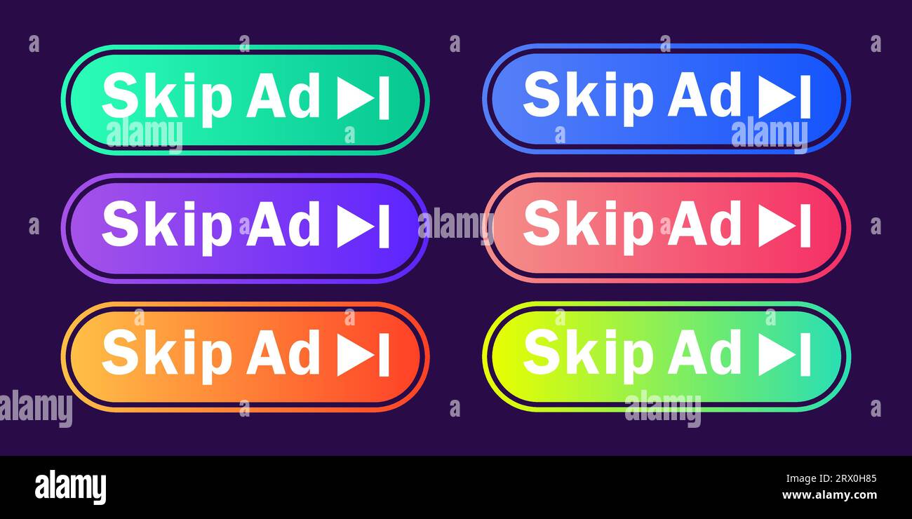 Skip Ad button. Video block icon for advertising. App template for ...