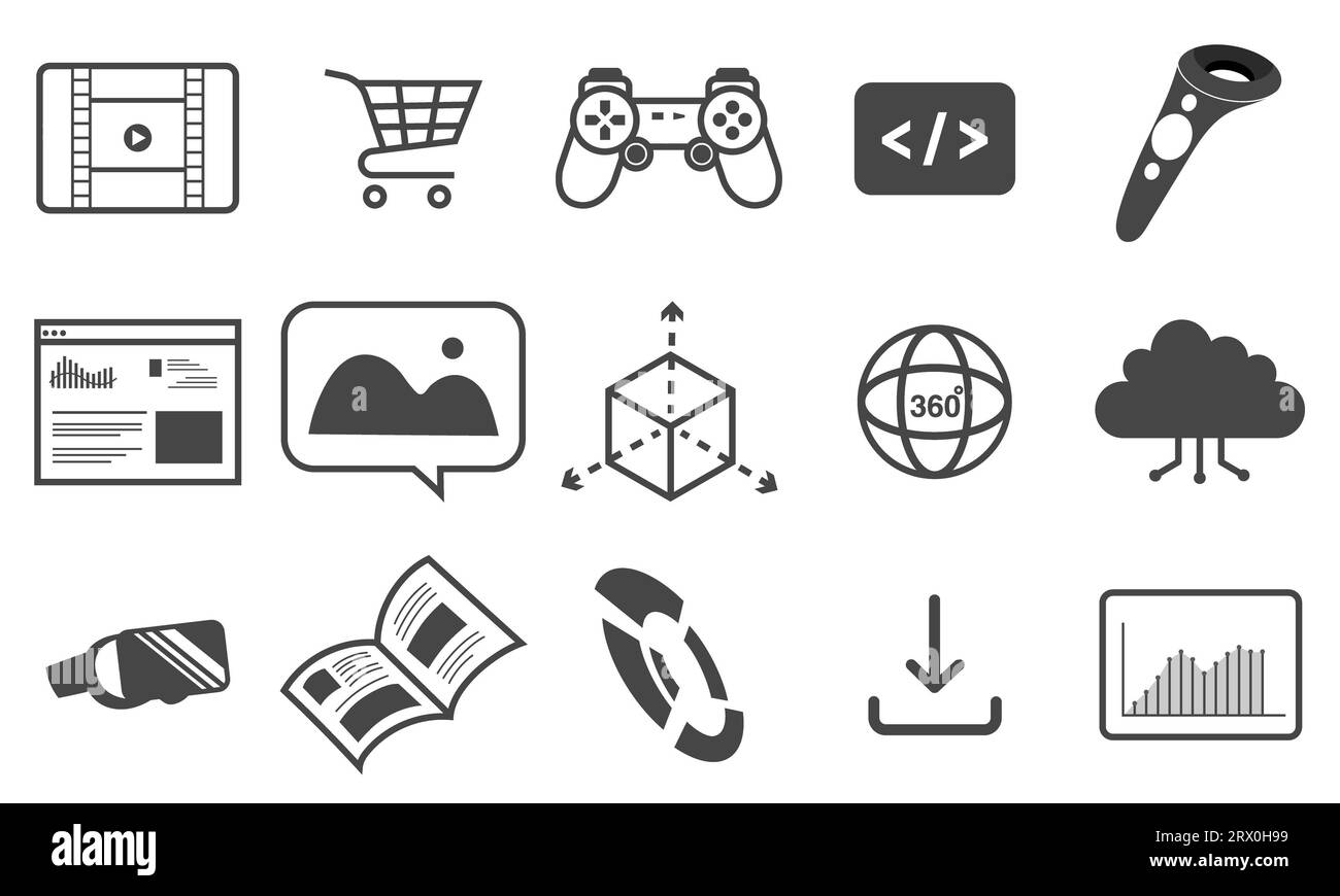 Exploring on futuristic interface 3D world. Video game console and ...