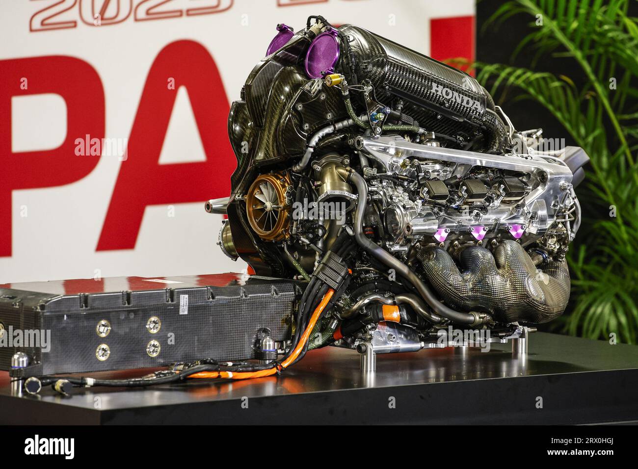 Japan. 22/09/2023. , Honda HRC engine Power Unit Presentation mechanical deteail during the 2023 ...