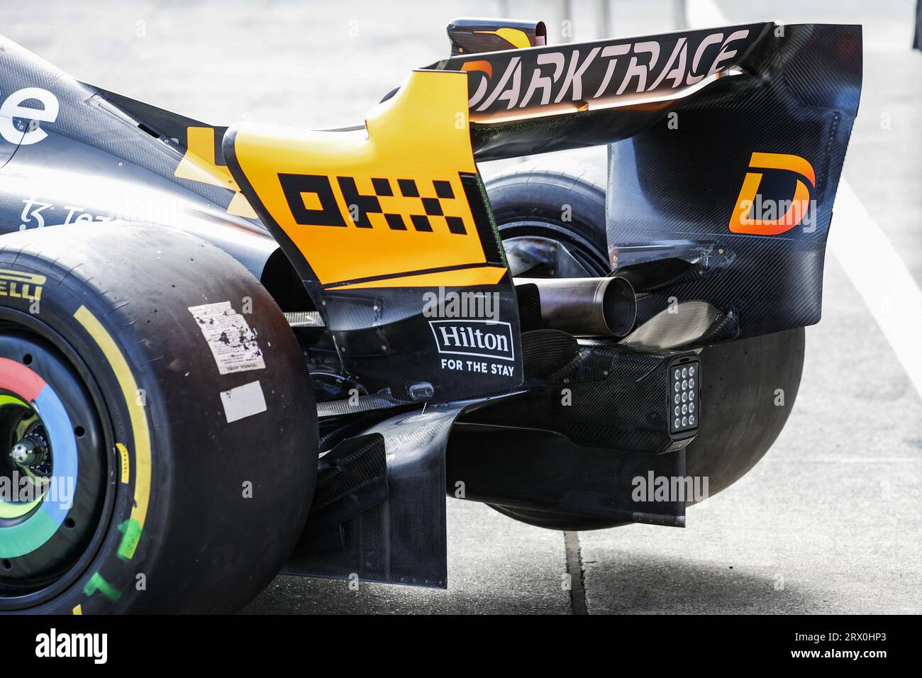 Japan. 22/09/2023. , McLaren F1 Team MCL60, mechanical detail rear wing ...