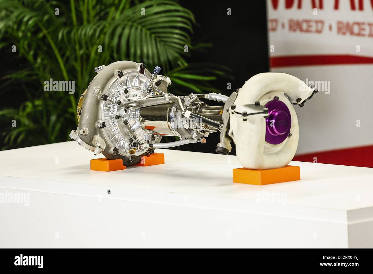 Japan. 22/09/2023. , Honda HRC engine Power Unit Presentation mechanical deteail during the 2023 ...