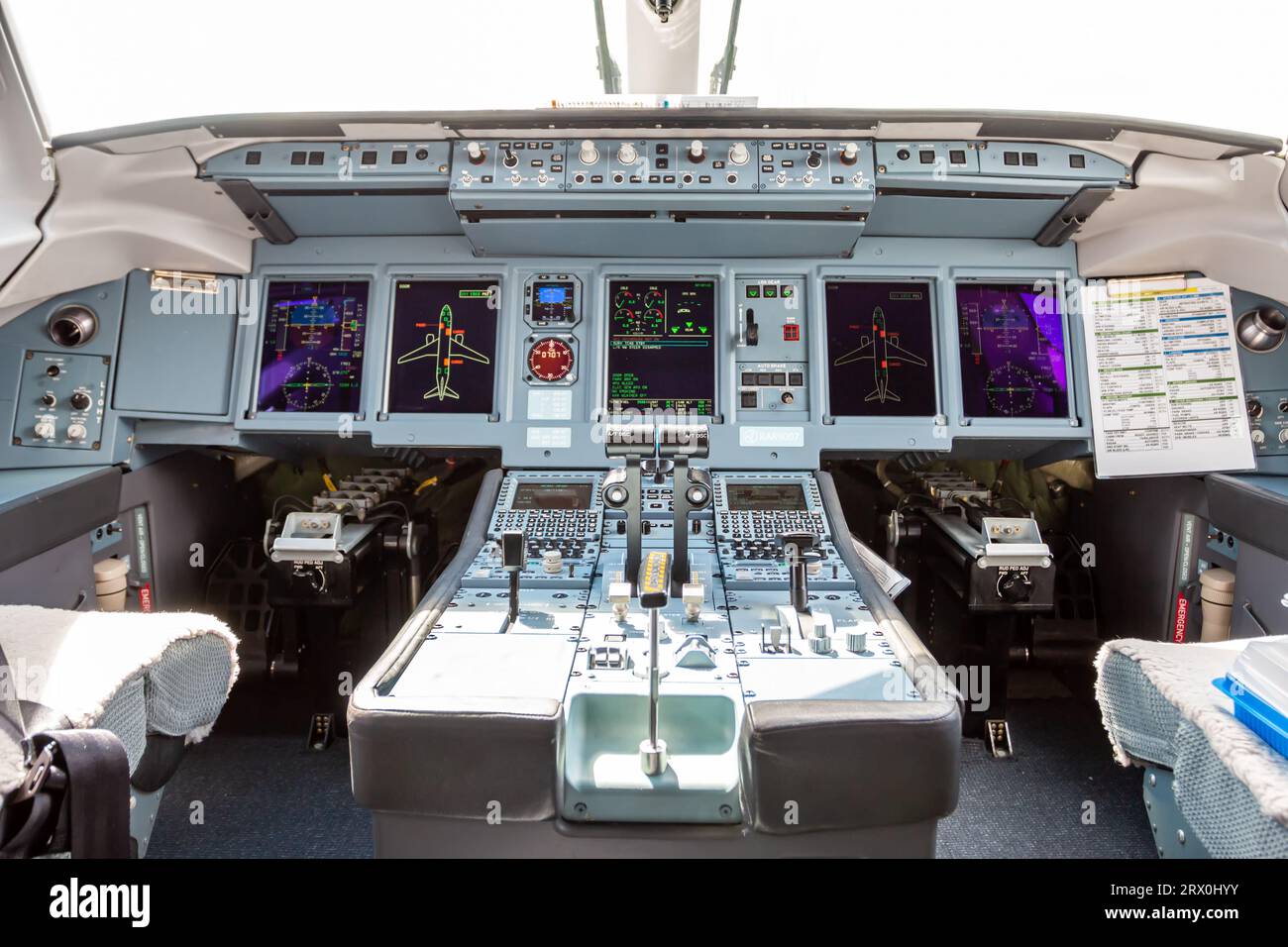 Inside the cockpit of a passenger airplane Stock Photo - Alamy