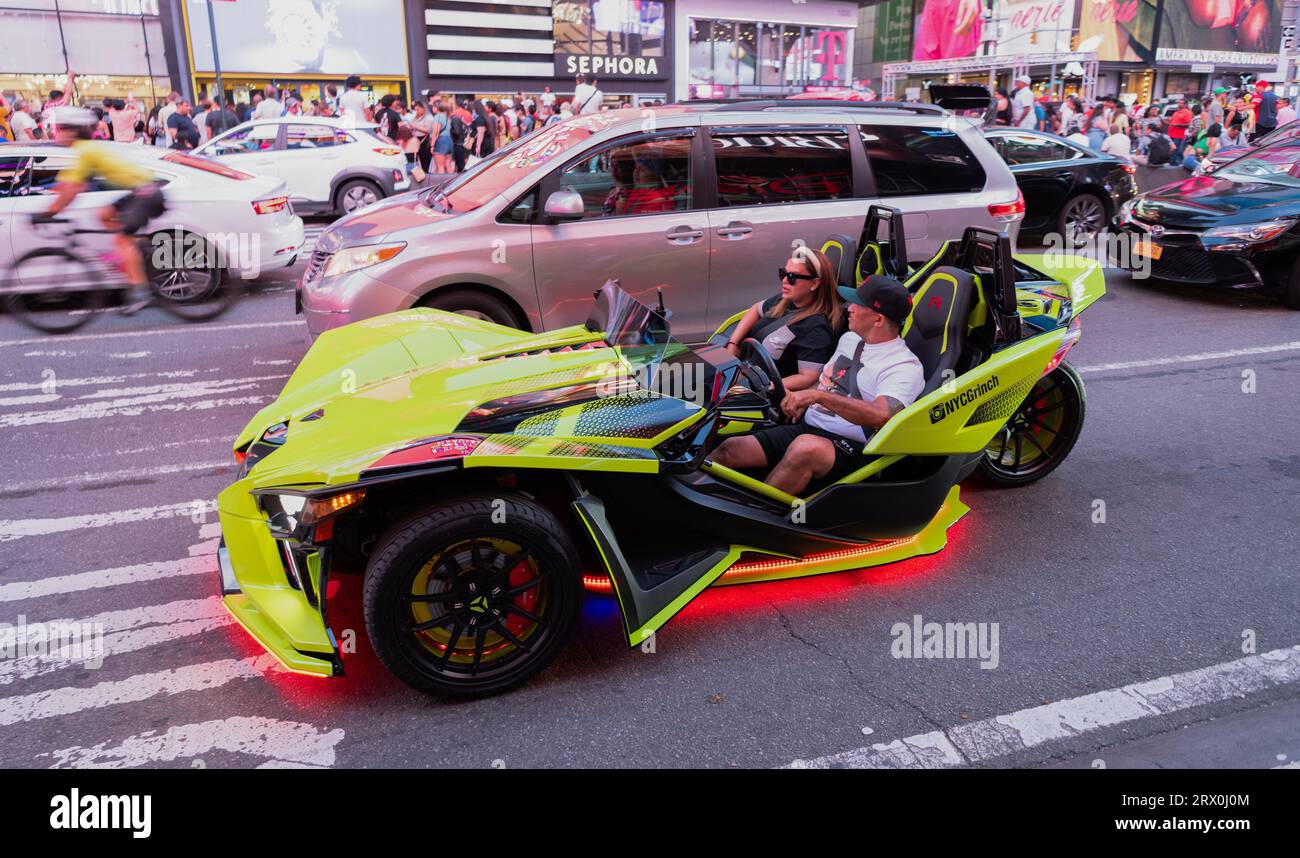 New York City, USA - July 23, 2023: polaris slingshot trike or tricycle ...