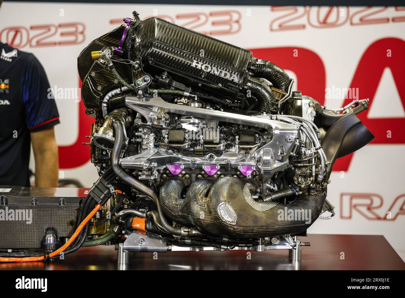 Japan. 22/09/2023. , Honda HRC engine Power Unit Presentation mechanical deteail during the 2023 ...