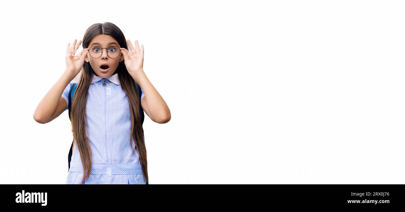 surprised schoolgirl at first knowledge day, september 1. school ...