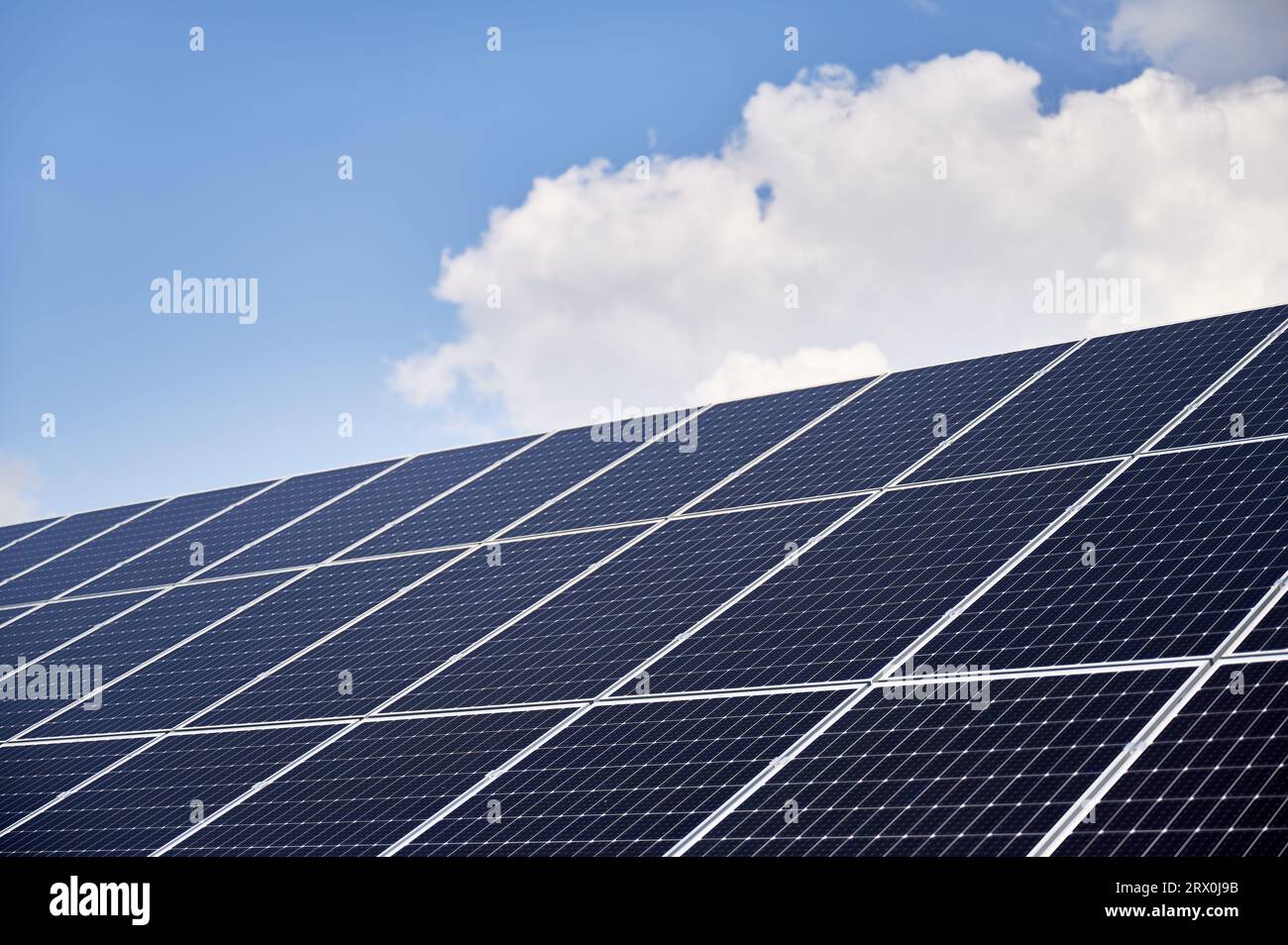 Big solar farm giving large amount of renewable energy. Dark blue PV ...