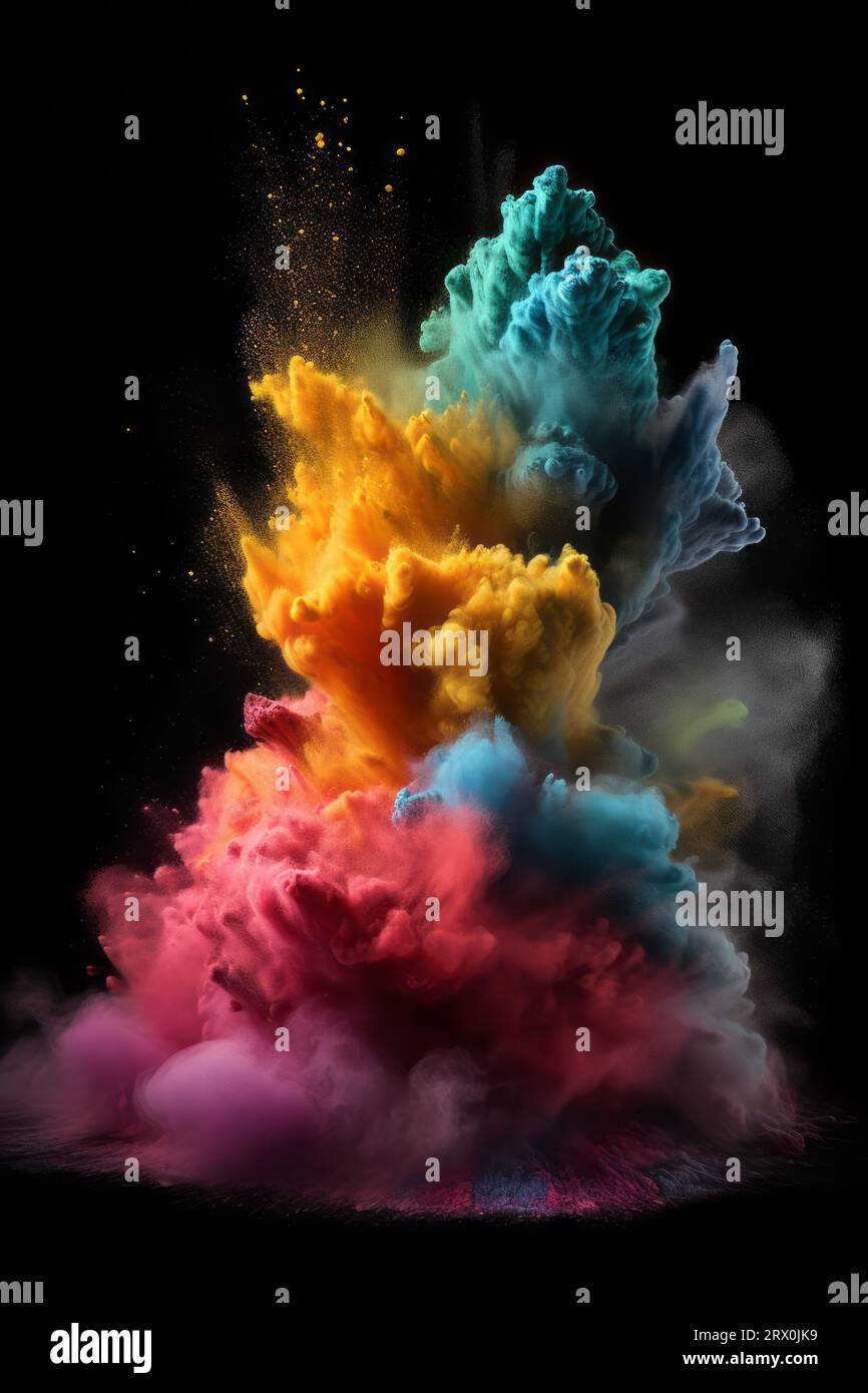 A chalk dust powder explosion on a dark background Stock Photo - Alamy