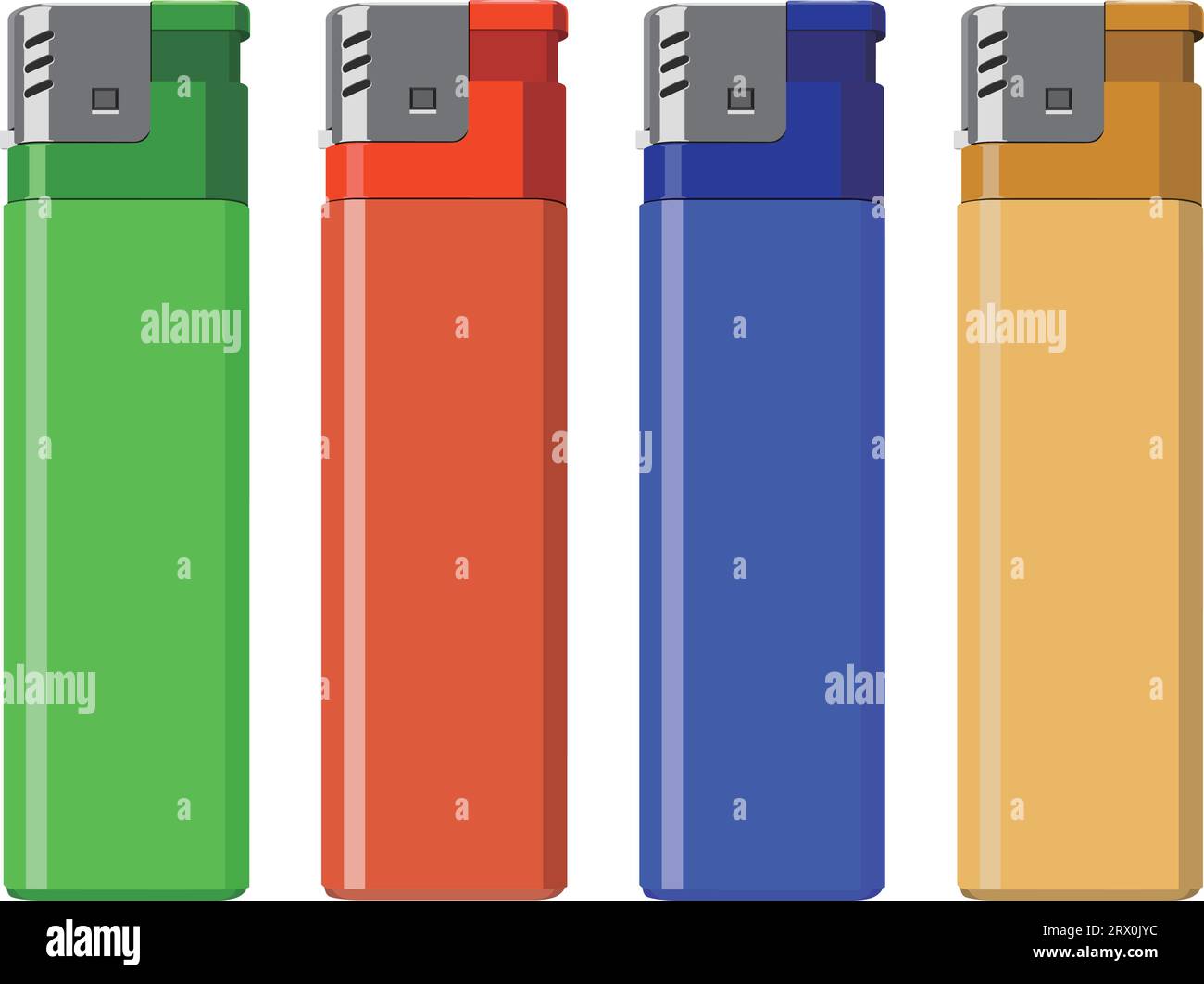 Vector illustration of Lighters with different color Stock Vector Image ...