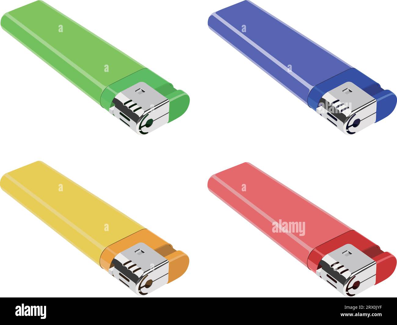 Vector illustration of Lighters with different color Stock Vector Image ...