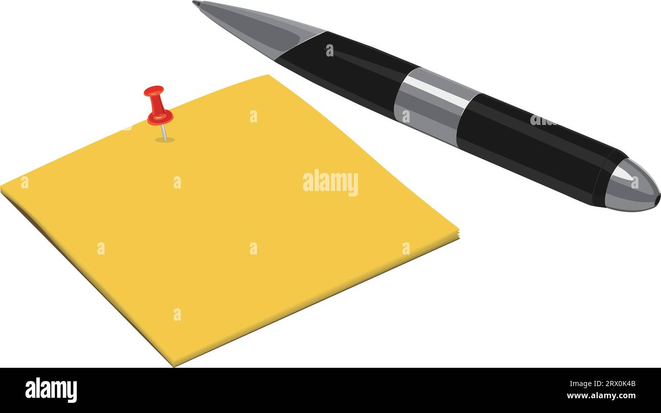 Vector illustration of Note and Pen Stock Vector Image & Art - Alamy