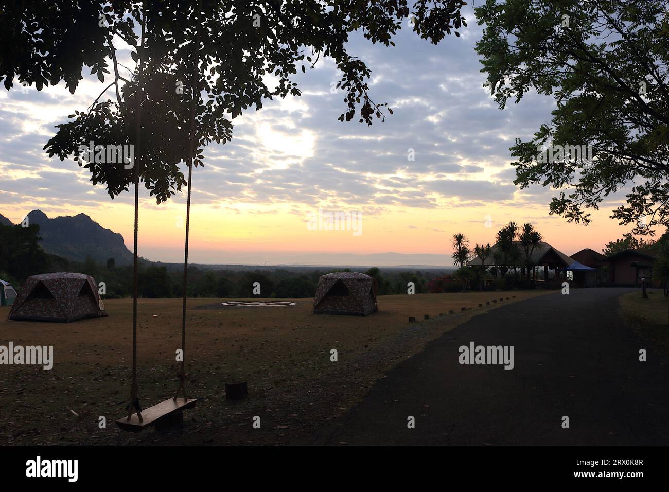 A photo taken in the morning before sunrise inside Phu Pha Man National ...