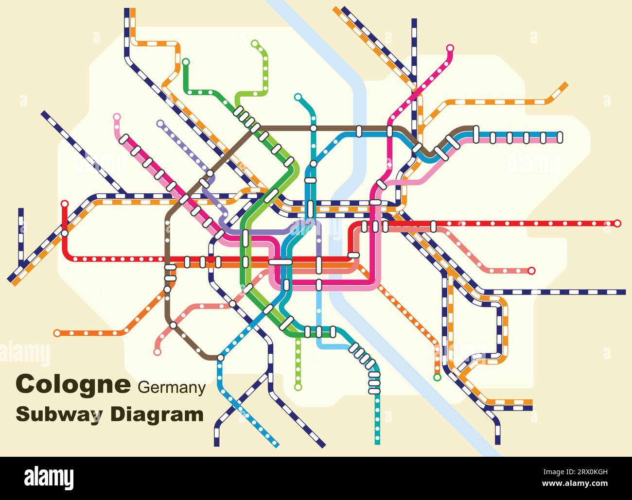Layered editable vector illustration of the subway diagram of Cologne ...