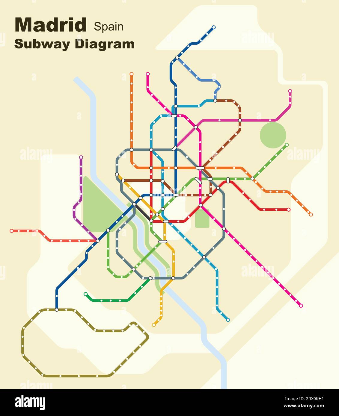 Layered editable vector illustration of the subway diagram of Madrid ...